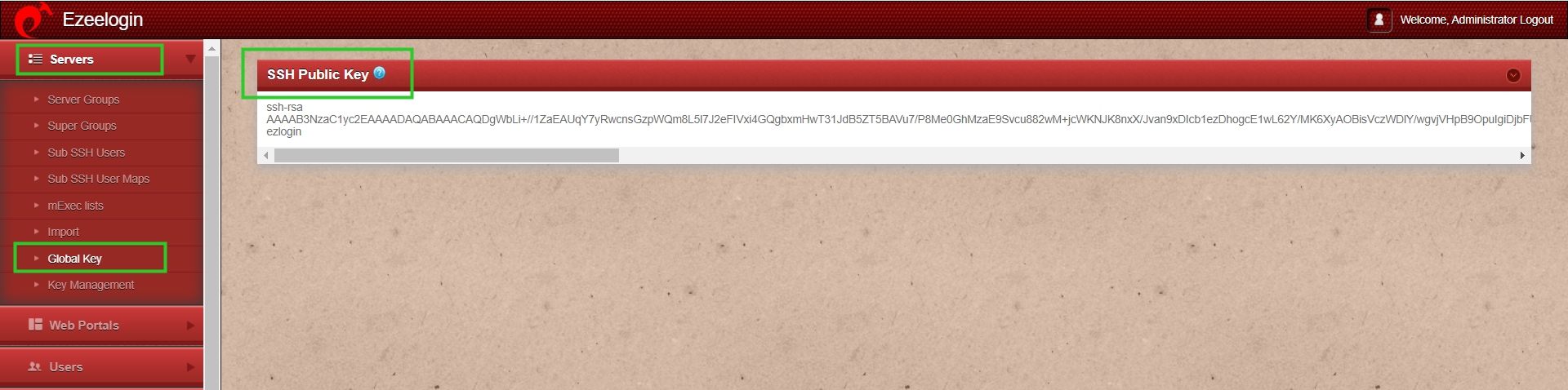 Ezeelogin public key to use in remote server