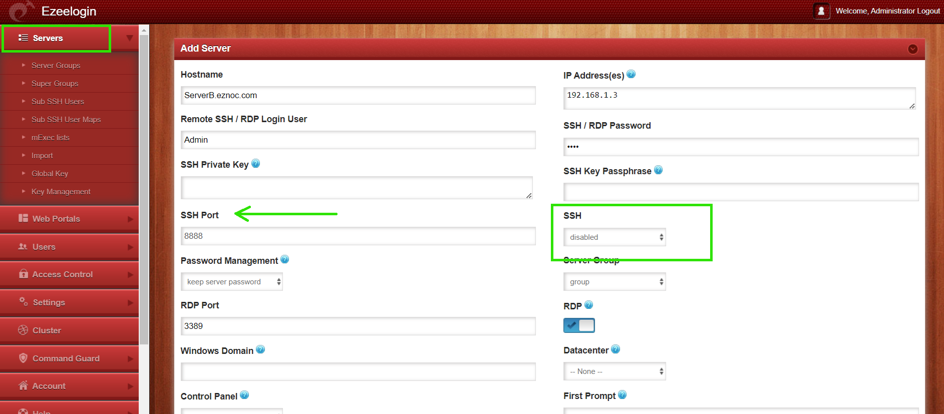Add Servers Behind A Tunnel Host In Ssh Gateway Or Add Servers That Are Accessible Via Port