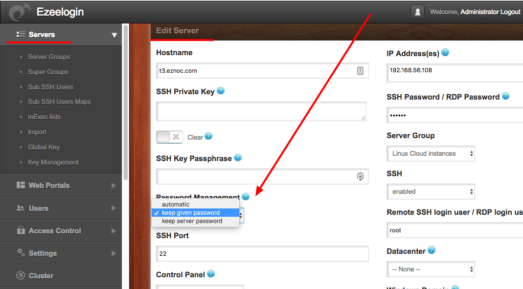 Password management and the different options.
